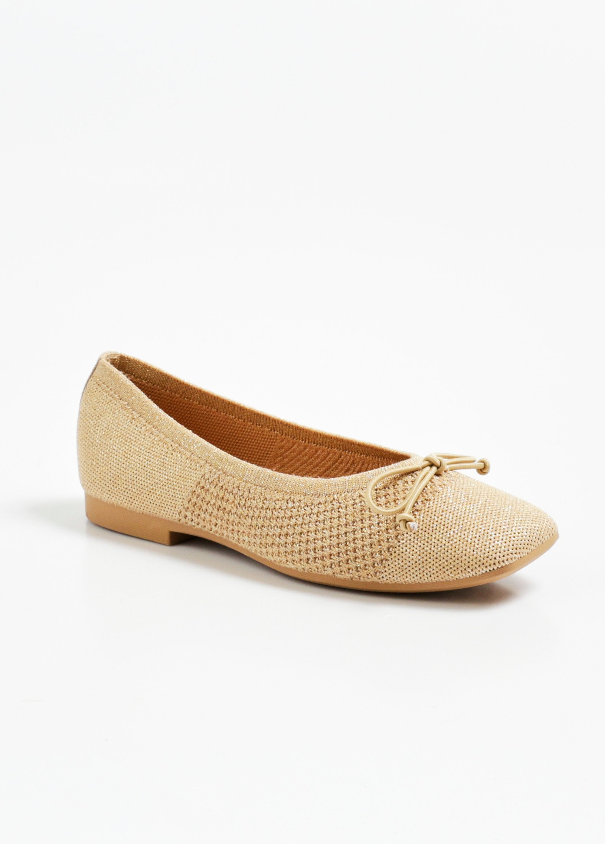 Iridescent mesh flat ballerinas Beige | Afibel