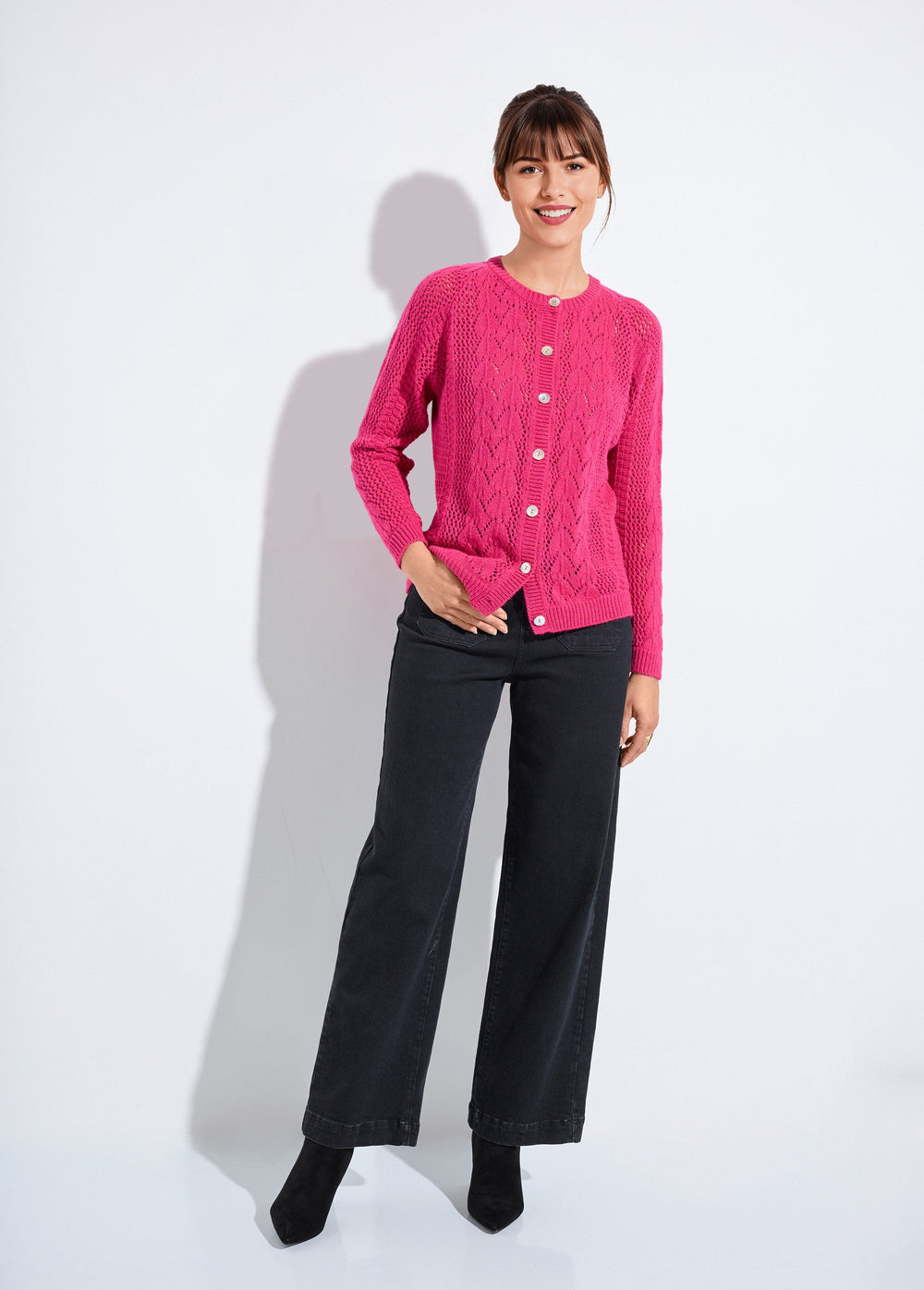 Openwork buttoned cardigan with wool and cashmere Cassis | Afibel