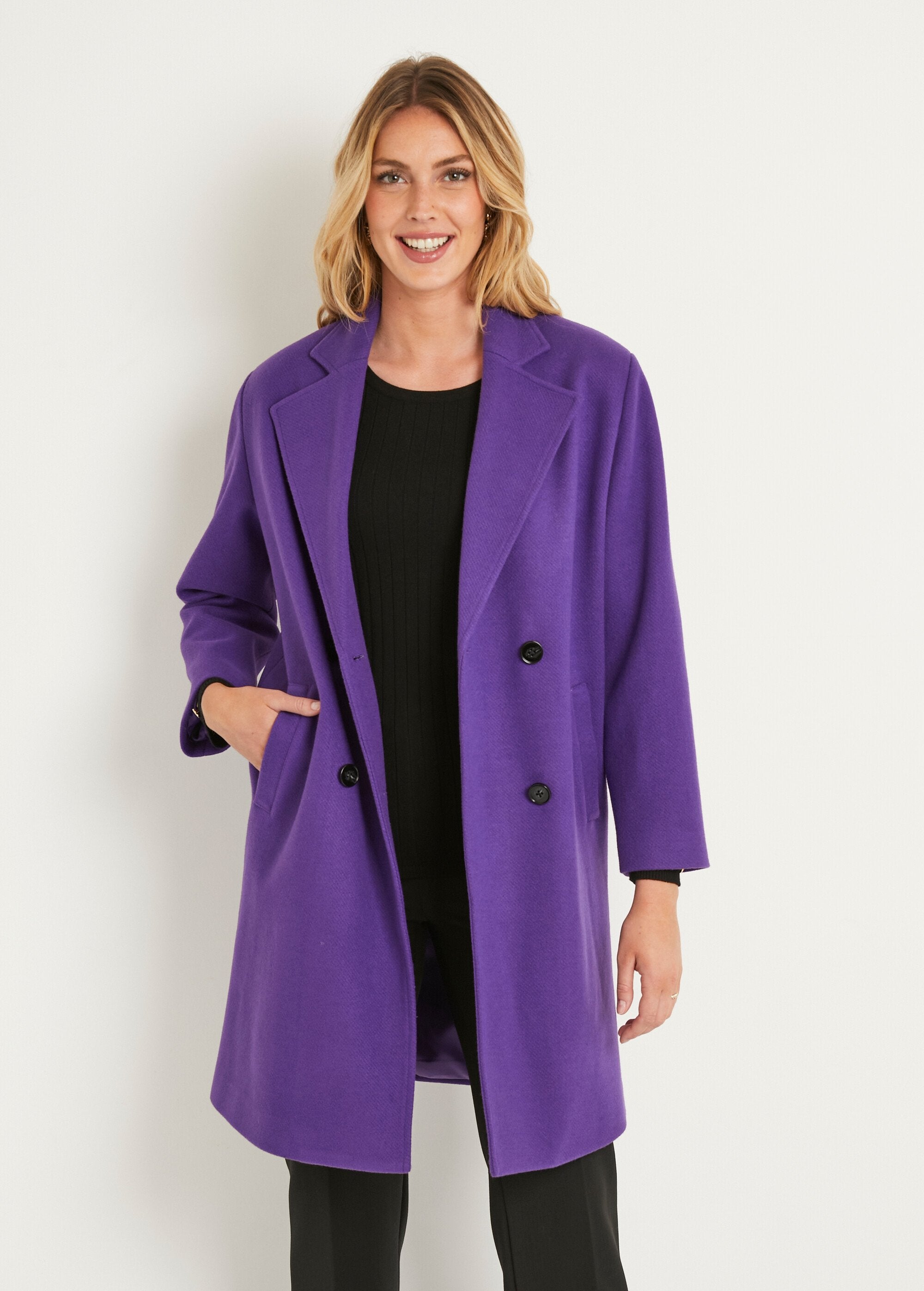 Double-breasted coat with tailored collar Purple | Afibel