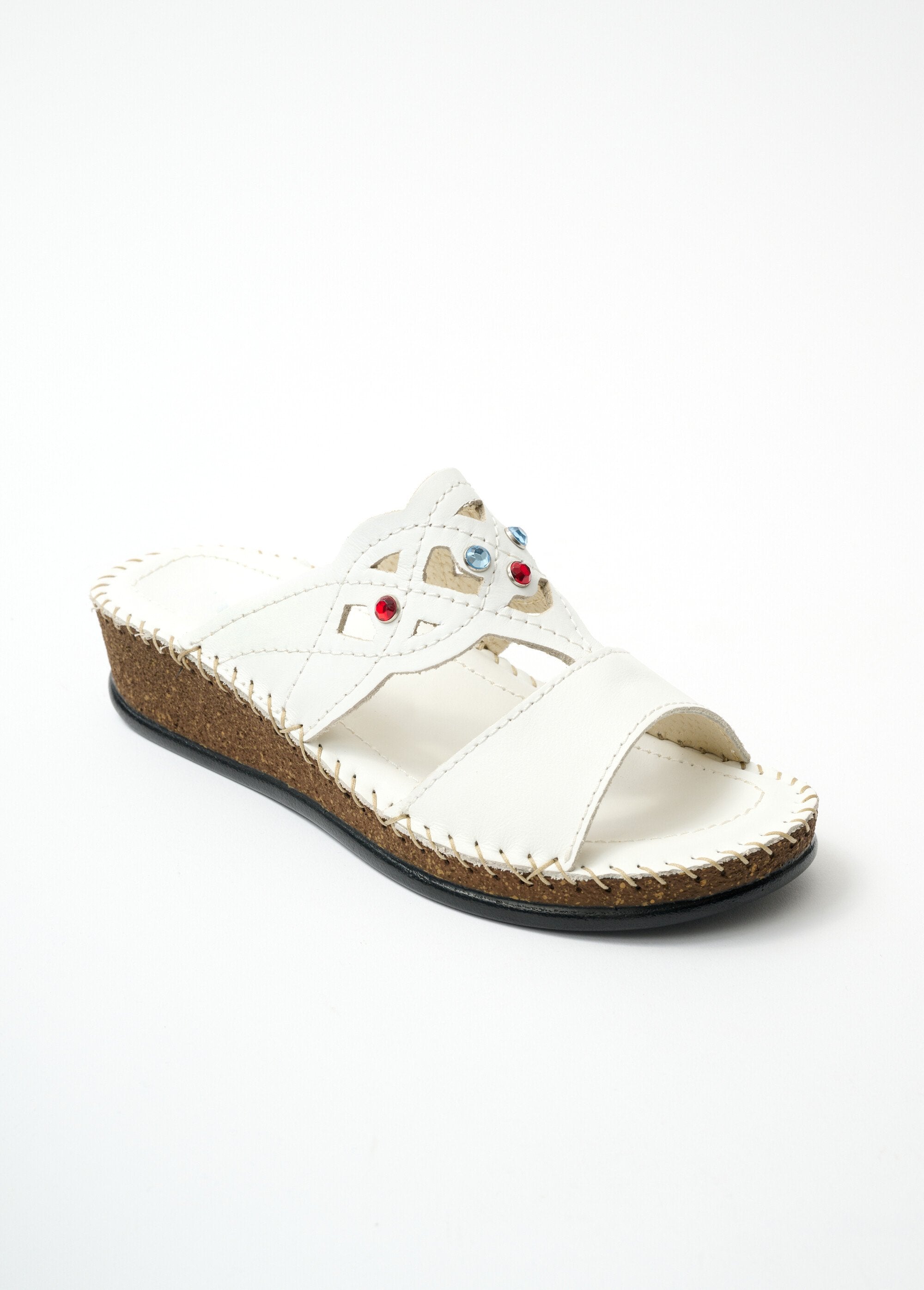 Comfort wide leather mules White | Afibel