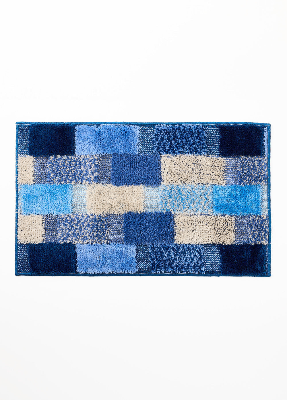 Multicolor woven bath mat with non-slip TPR backing Blue | EUAfibel